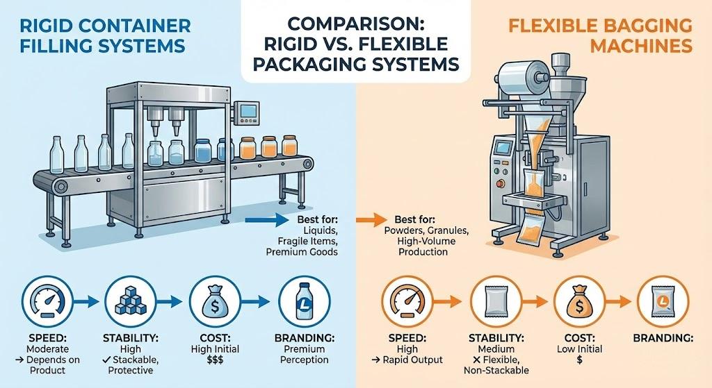 Container Filling vs Bagging for Food Packaging: Jars vs Pouches Explained